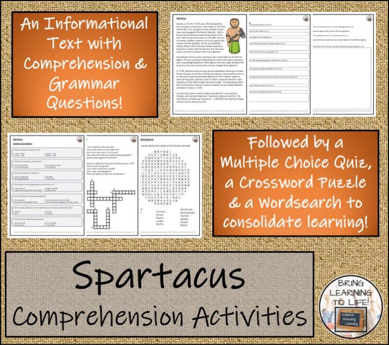 Spartacus Close Reading Comprehension Activities | 5th Grade & 6th ...
