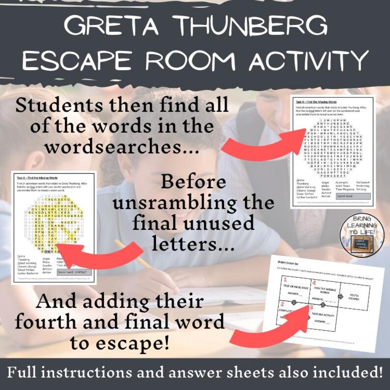 Greta Thunberg Escape Room Activity - Etsy