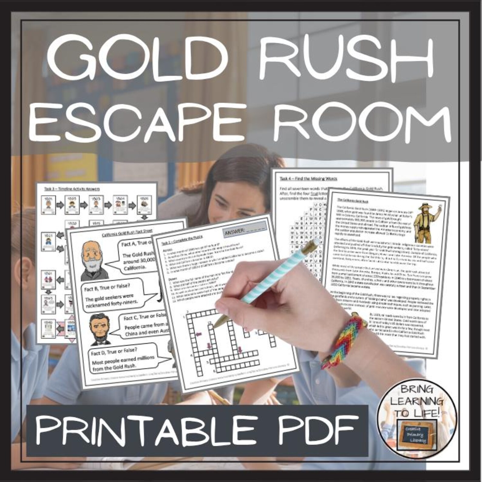 California Gold Rush Escape Room Activity - Etsy