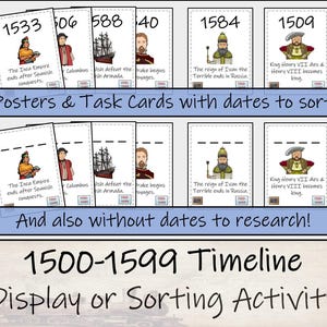 1500 to 1599 Timeline Display Research and Sorting Activity - Etsy