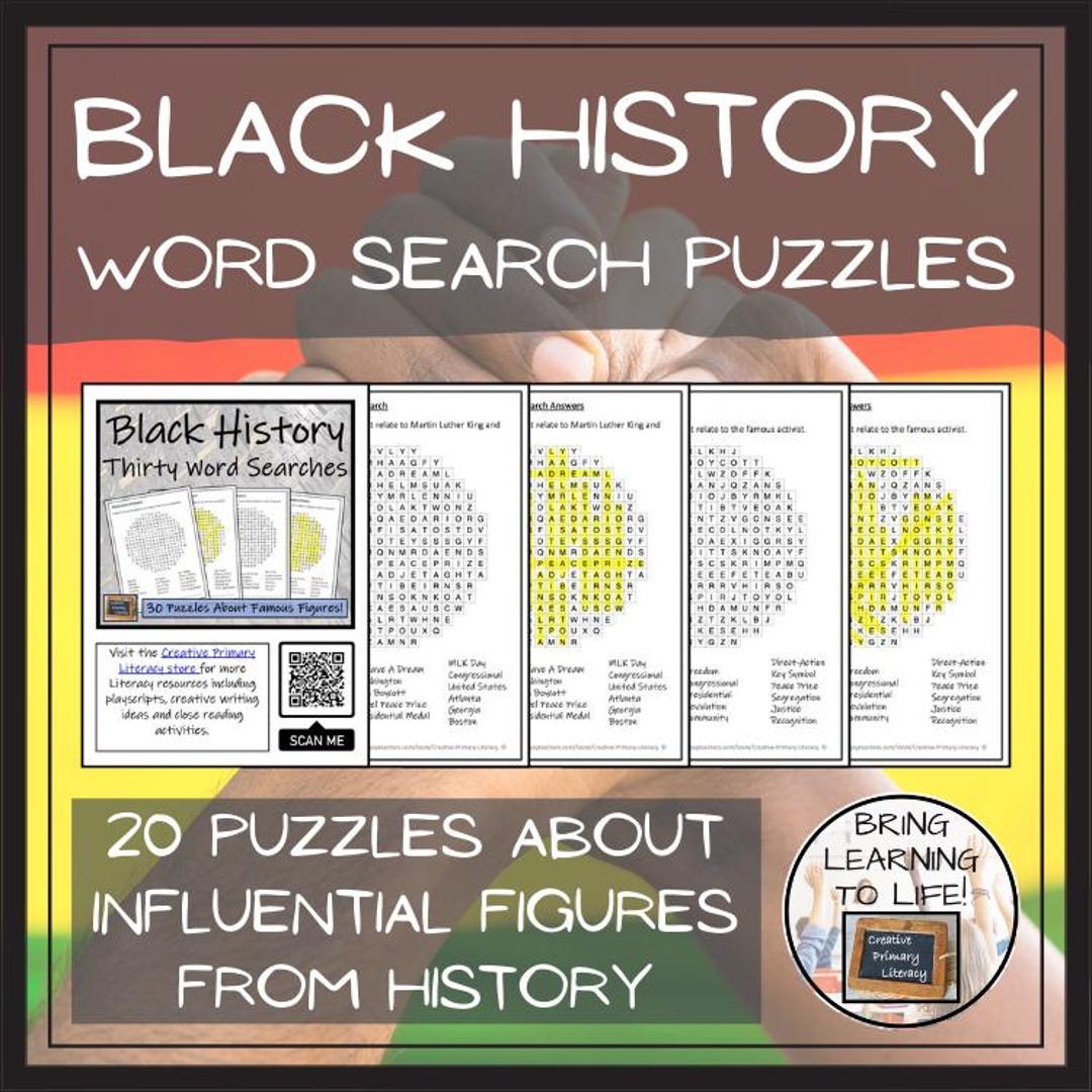 Black History Word Search Puzzle Collection - Etsy