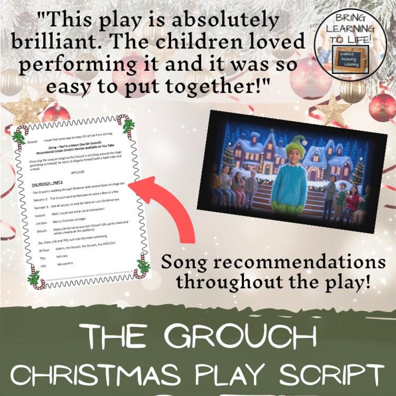 Christmas Play Script - the Grouch - Etsy