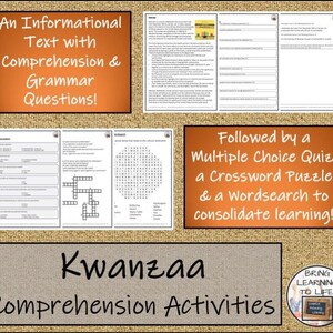 Kwanzaa Close Reading Comprehension Activities | 5th & 6th Grade - Etsy