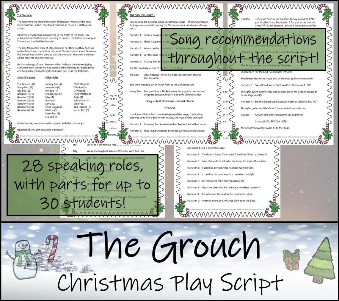 Christmas Play Script - the Grouch - Etsy