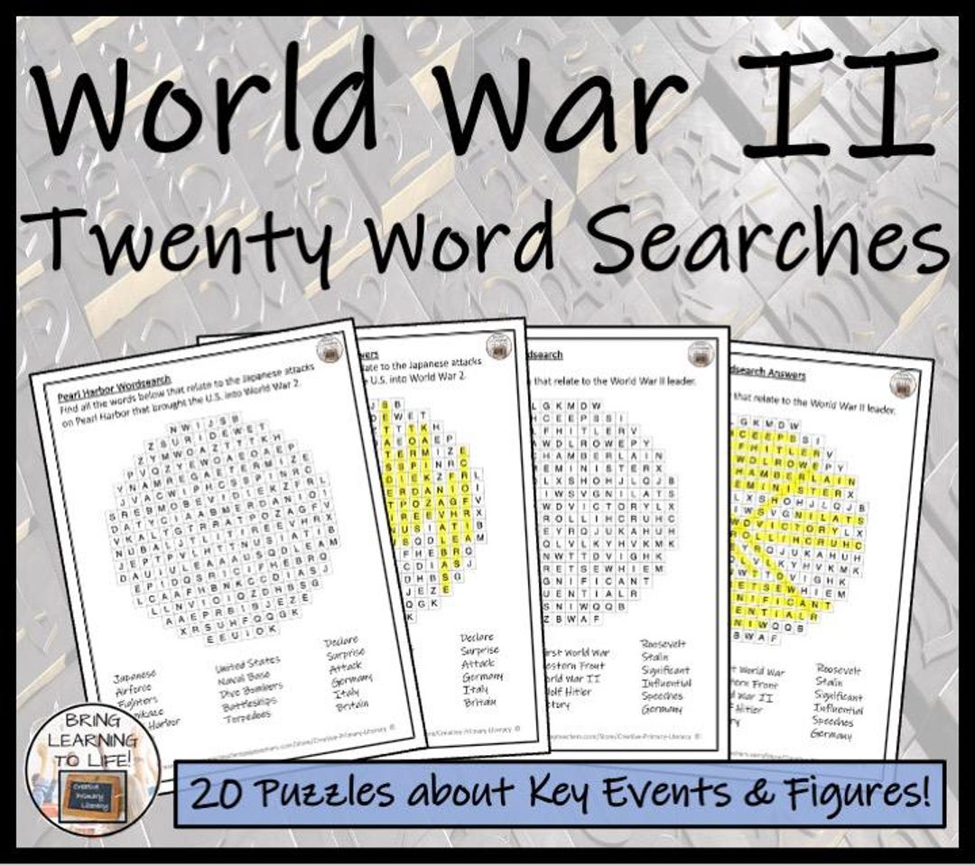 World War 2 Word Search Puzzle Collection - Etsy
