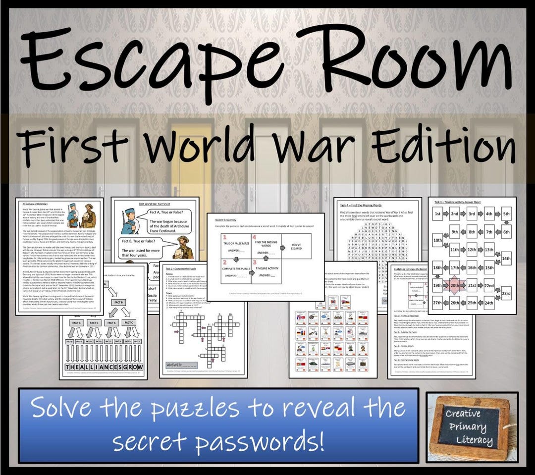 First World War Escape Room Activity - Etsy