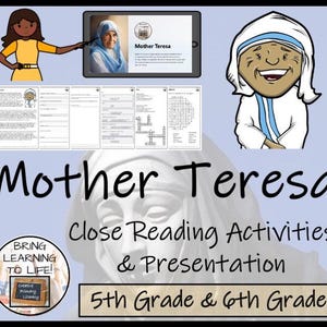 Mother Teresa Close Reading Comprehension Activities 5th Grade & 6th ...