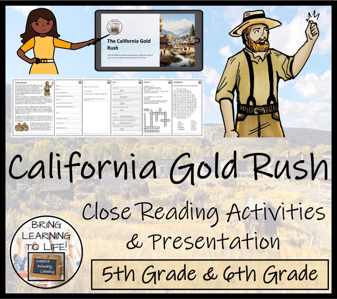 California Gold Rush Close Reading Comprehension Activities | 5th & 6th ...