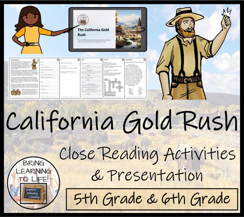 California Gold Rush Close Reading Comprehension Activities | 5th & 6th ...