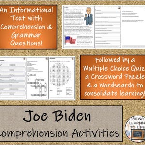 Joe Biden Close Reading Comprehension Activities 5th Grade & 6th Grade ...