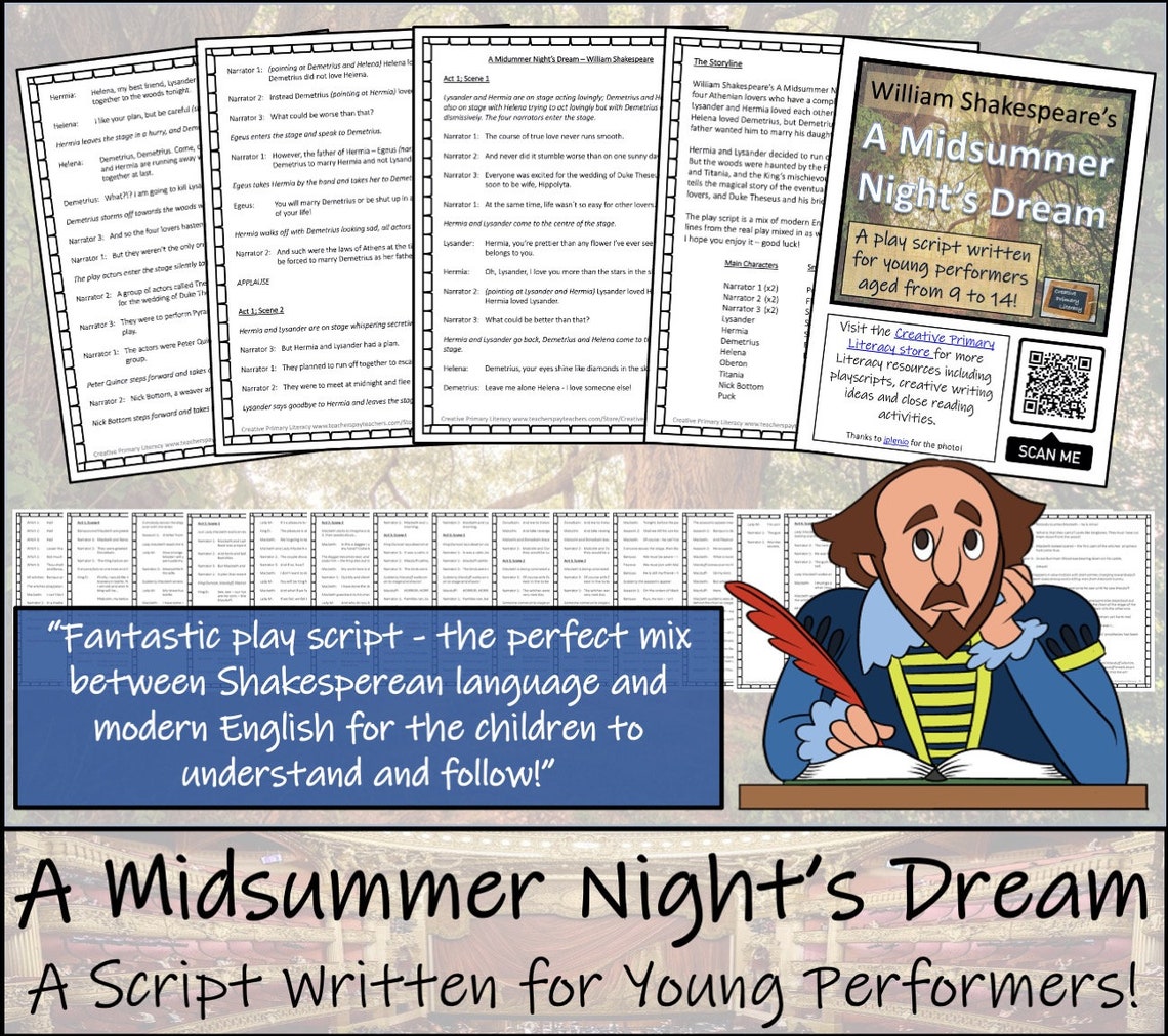 A Midsummer Night's Dream A Play Script for Young Performers - Etsy