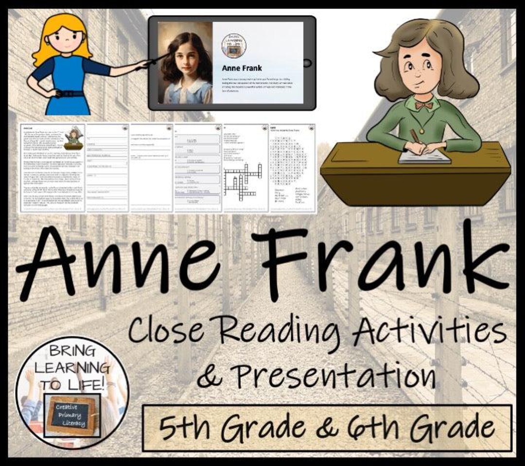 Anne Frank Close Reading Comprehension Activities | 5th Grade & 6th ...
