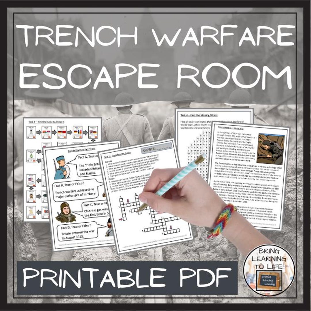 Trench Warfare in the First World War Escape Room Activity - Etsy
