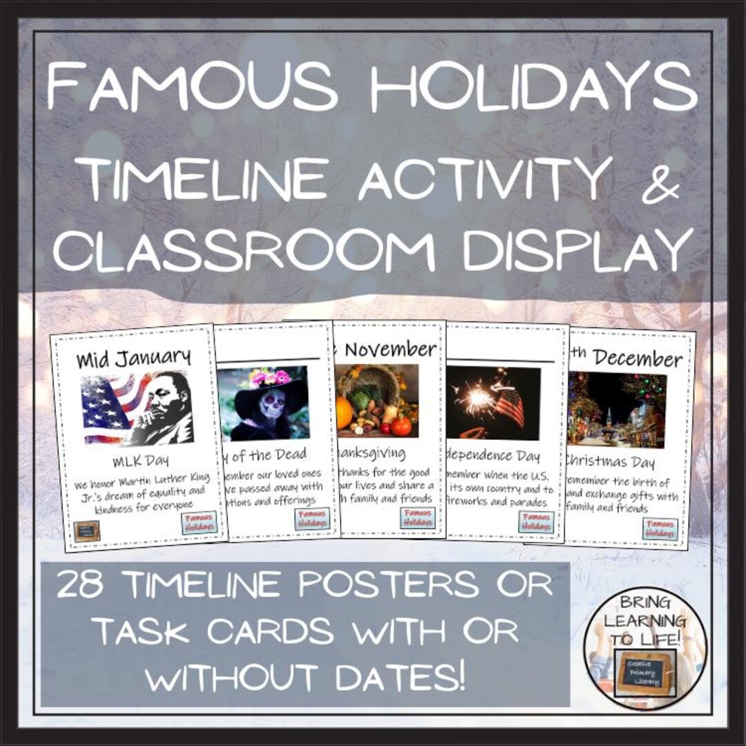 Famous Holidays Timeline Activity & Classroom Display - Etsy