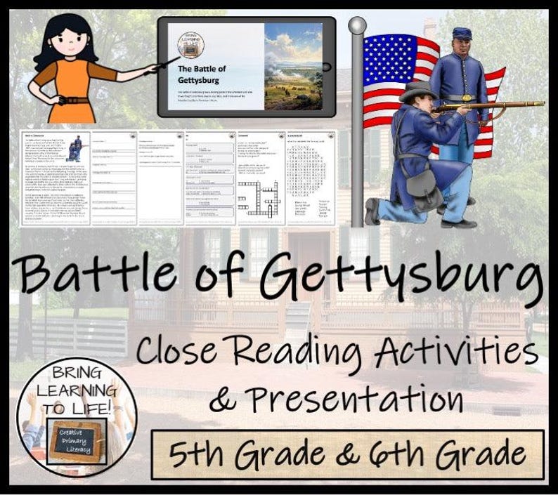 Battle of Gettysburg Close Reading Comprehension Activities | 5th & 6th ...