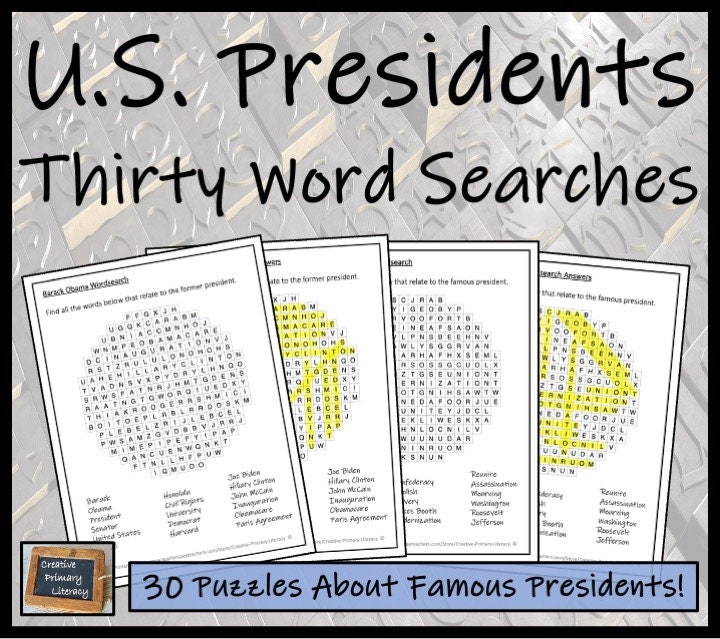 U.S. Presidents Word Search Puzzle Collection - Etsy