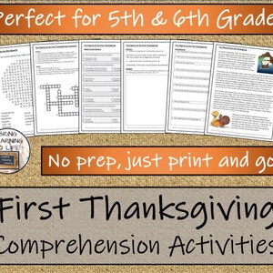 First Pilgrims and Thanksgiving Close Reading Comprehension Activities ...