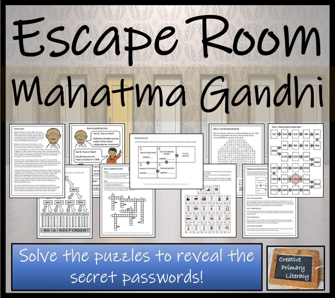 Mahatma Gandhi Escape Room Activity - Etsy