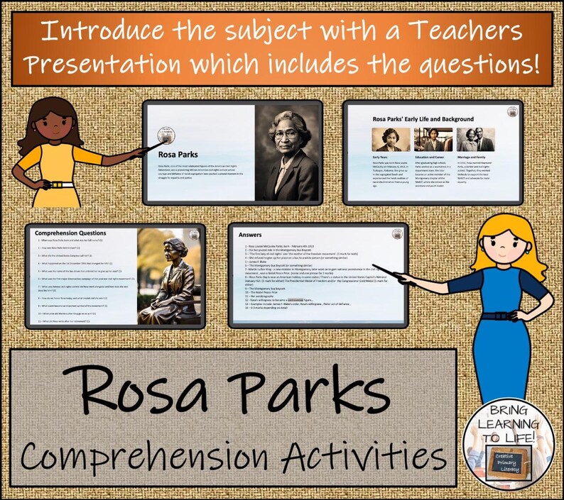 Rosa Parks Close Reading Comprehension Activities | 5th Grade & 6th ...