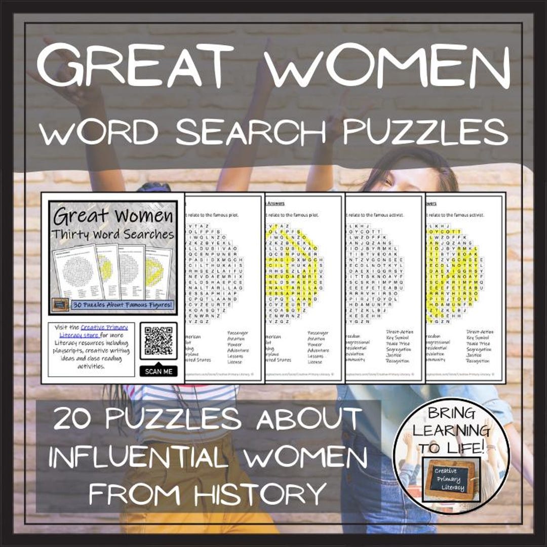 Women's History Word Search Puzzle Collection - Etsy UK
