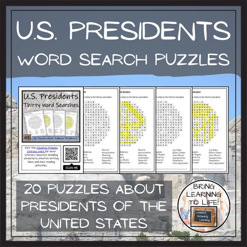U.S. Presidents Word Search Puzzle Collection - Etsy