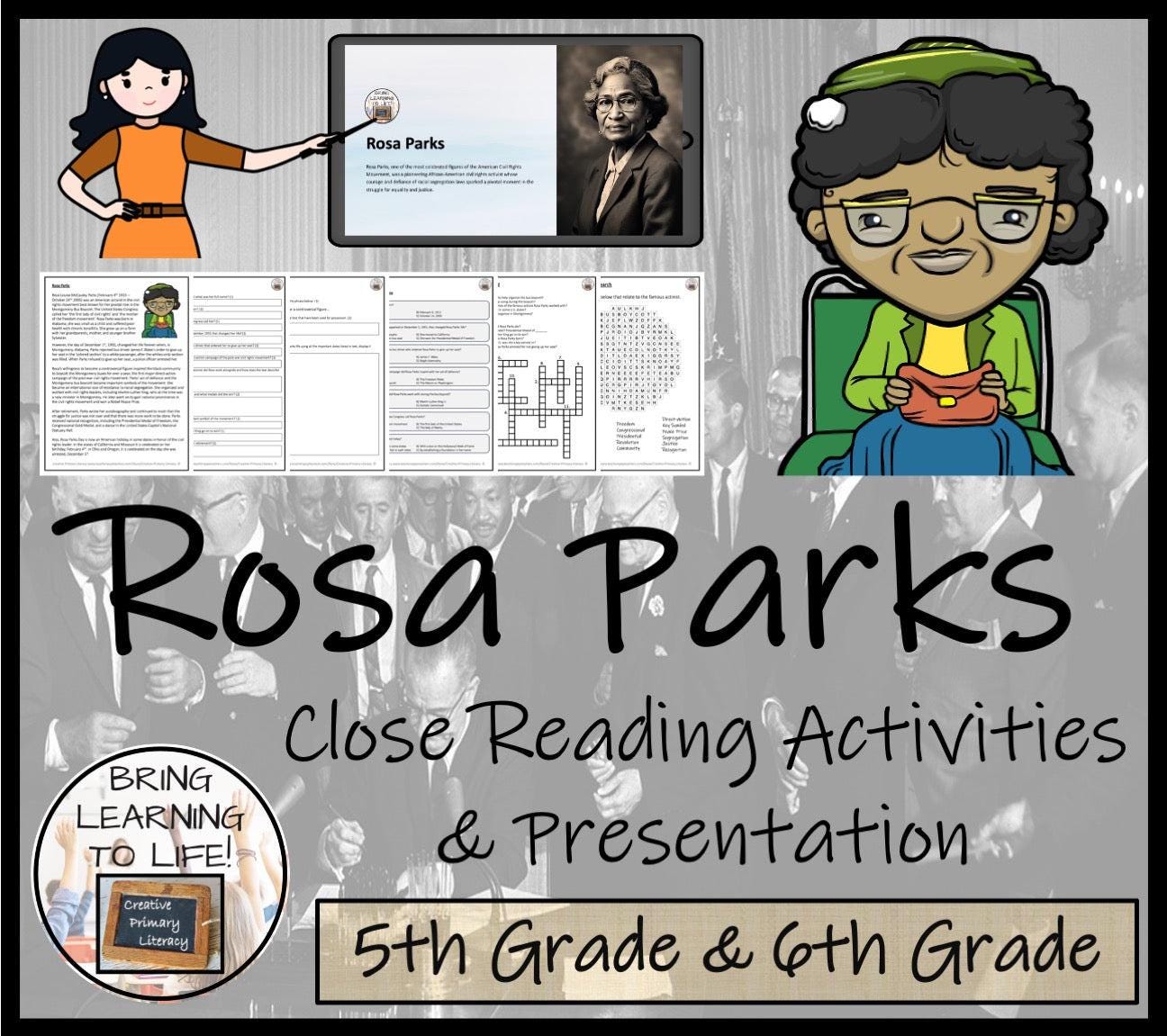 Rosa Parks Close Reading Comprehension Activities | 5th Grade & 6th ...