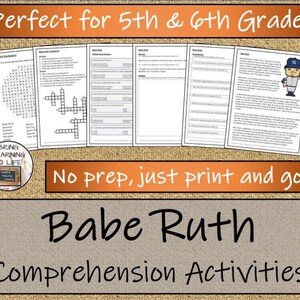 Babe Ruth Close Reading Comprehension Activities | 5th Grade & 6th ...