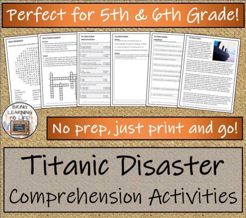 Titanic Close Reading Comprehension Activities | 5th Grade & 6th Grade ...