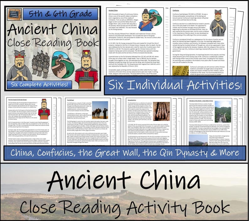 Ancient China Close Reading Comprehension Book | 5th Grade & 6th Grade ...