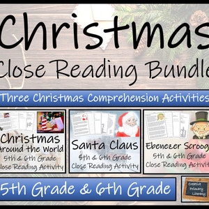 A Christmas Close Reading Comprehension Bundle 5th Grade & 6th Grade - Etsy