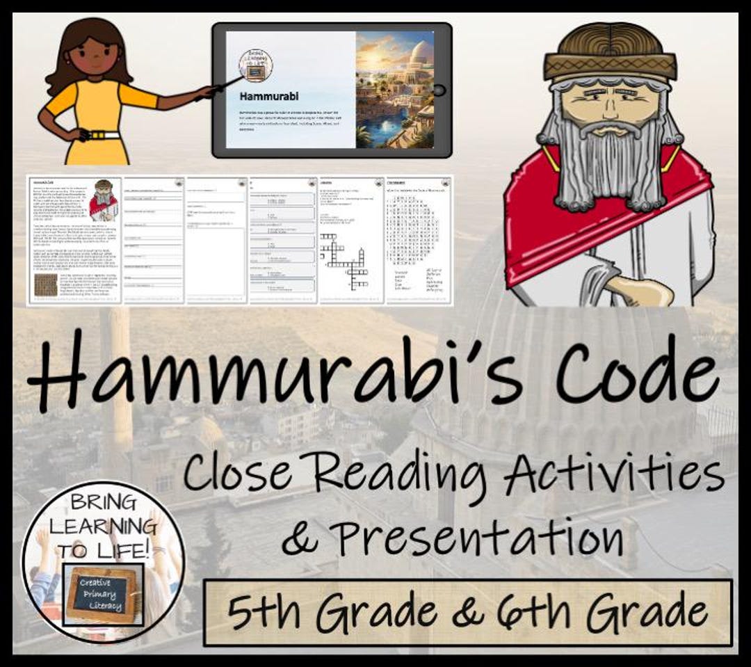 Code of Hammurabi Close Reading Comprehension Activities | 5th Grade ...