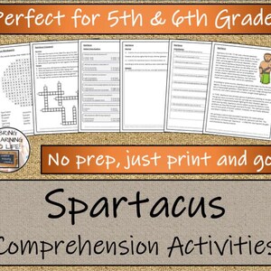Spartacus Close Reading Comprehension Activities | 5th Grade & 6th ...