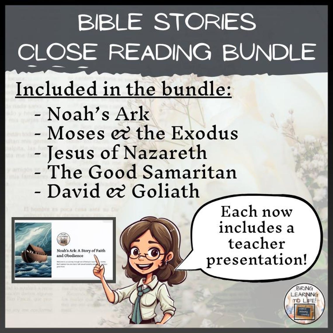 Bible Stories Close Reading Comprehension Bundle | 5th Grade & 6th ...