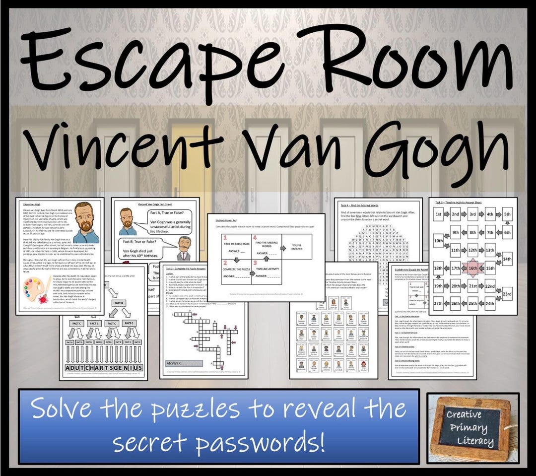 Vincent Van Gogh Escape Room Activity - Etsy