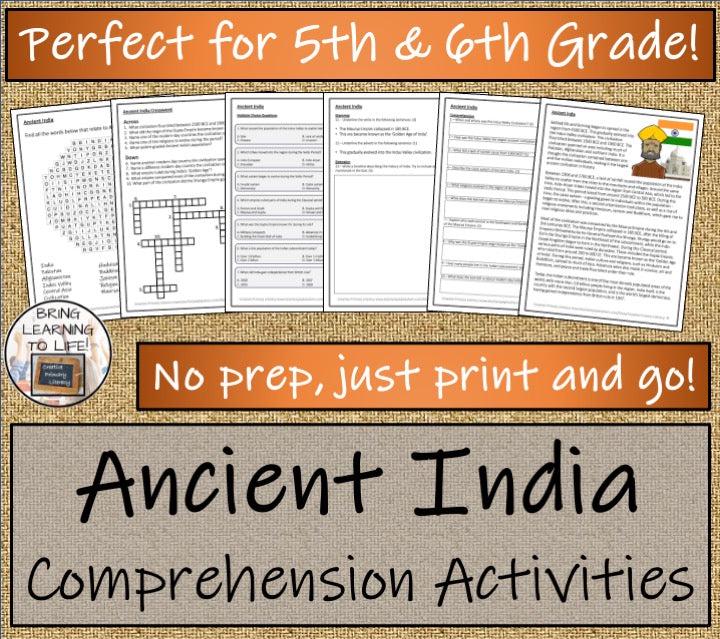 Ancient India Close Reading Comprehension Activities | 5th Grade & 6th ...