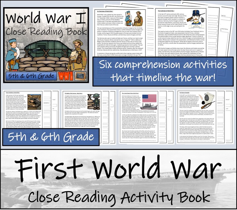World War I Close Reading Activity Book | 6 Activities | 5th Grade ...
