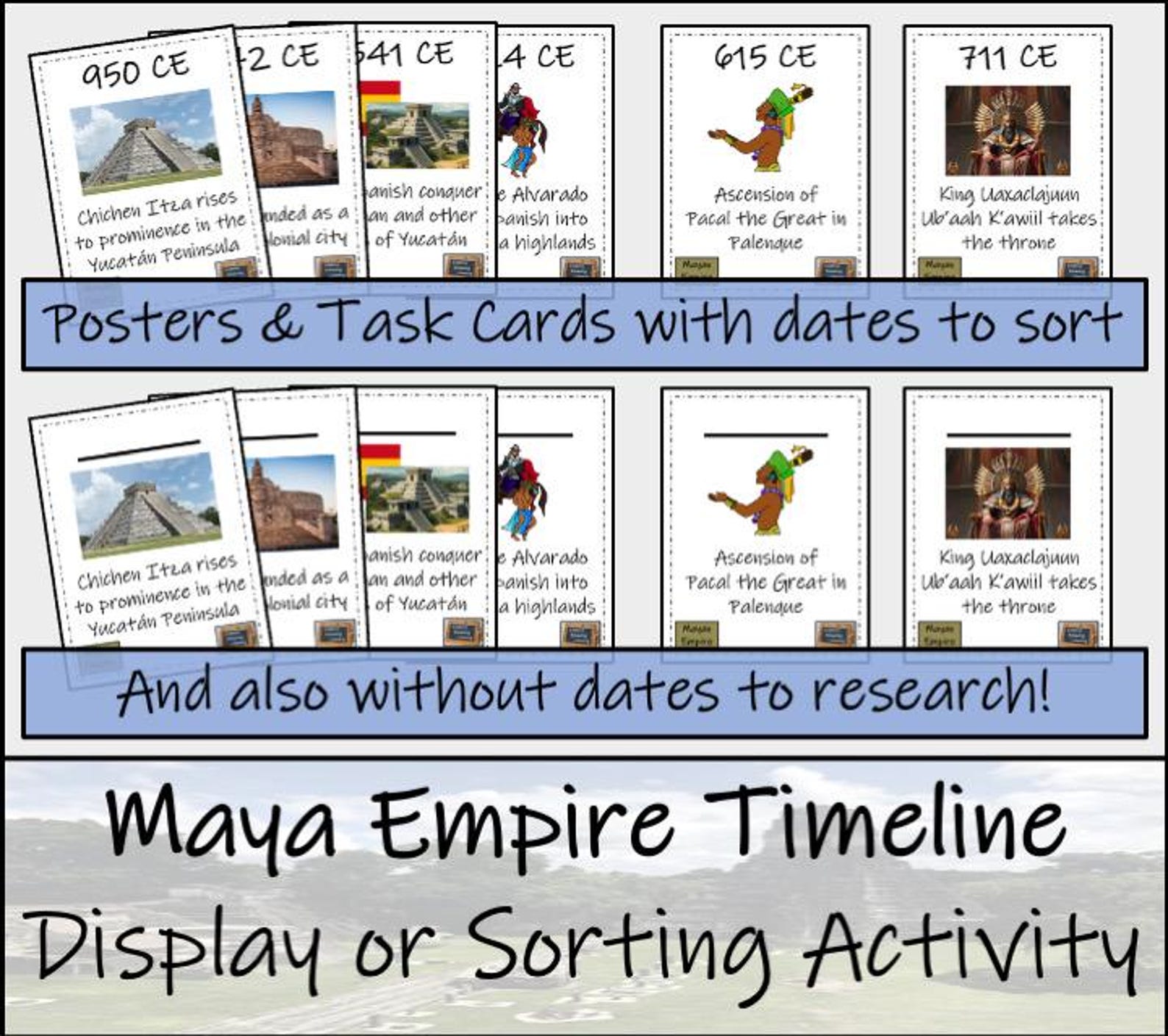 Maya Empire Timeline Display Research and Sorting Activity - Etsy