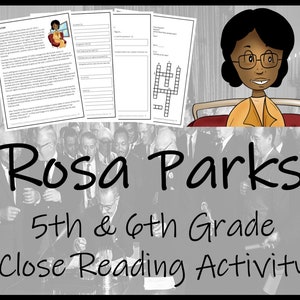 Rosa Parks Close Reading Comprehension Activity 5th Grade & 6th Grade ...