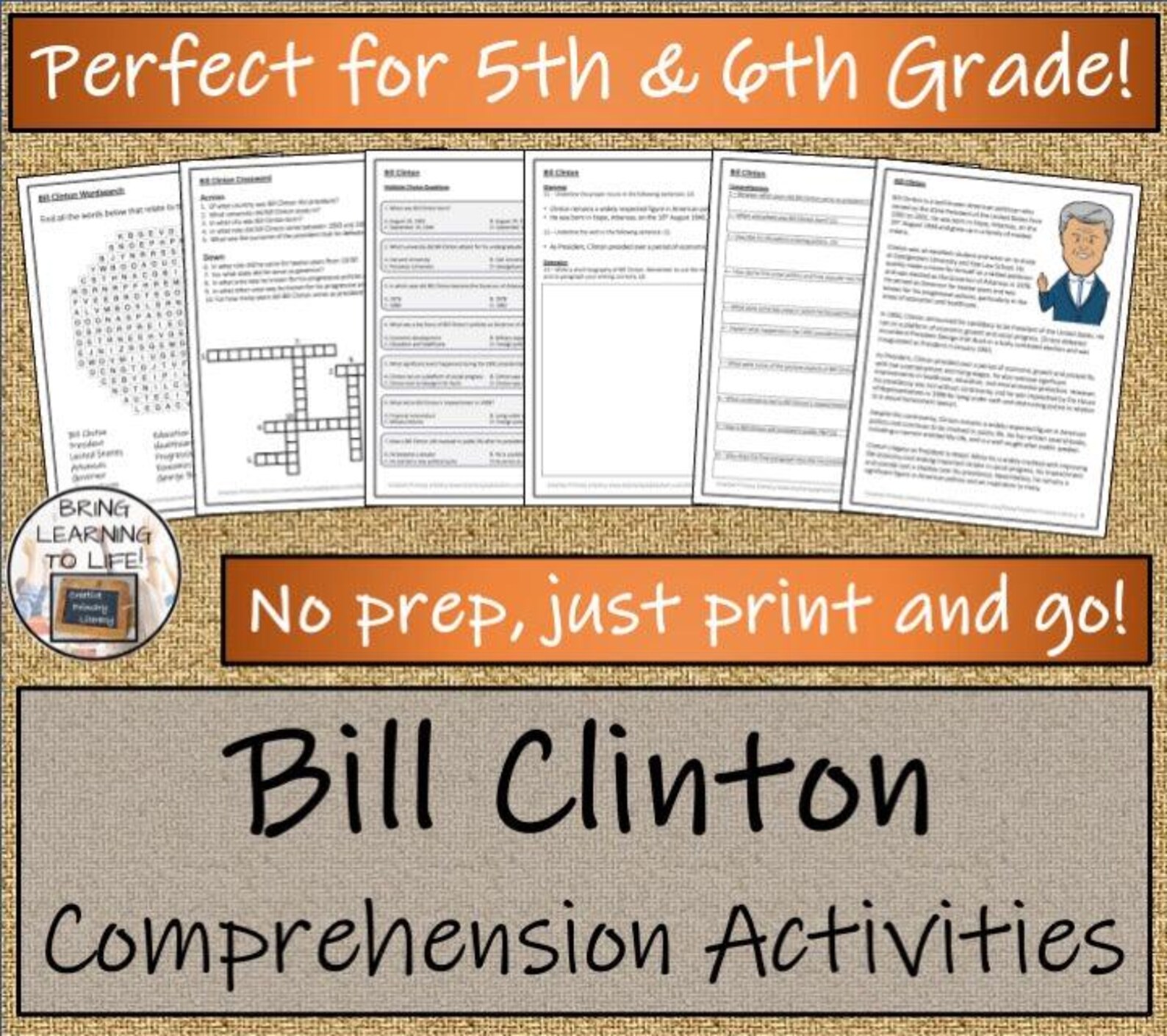Bill Clinton Close Reading Comprehension Activities | 5th Grade & 6th ...