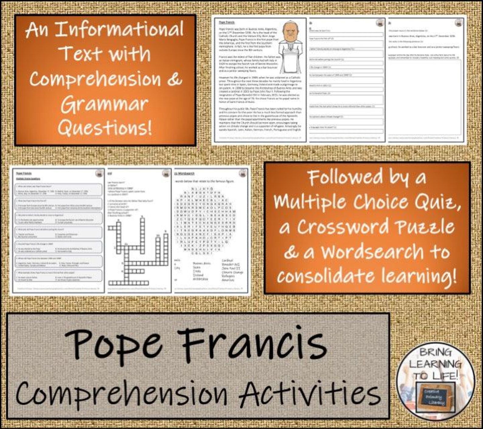Pope Francis Close Reading Comprehension Activities | 5th Grade & 6th ...