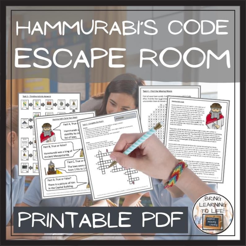 Hammurabi's Code Escape Room Activity - Etsy