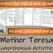 Mother Teresa Close Reading Comprehension Activities 5th Grade & 6th ...