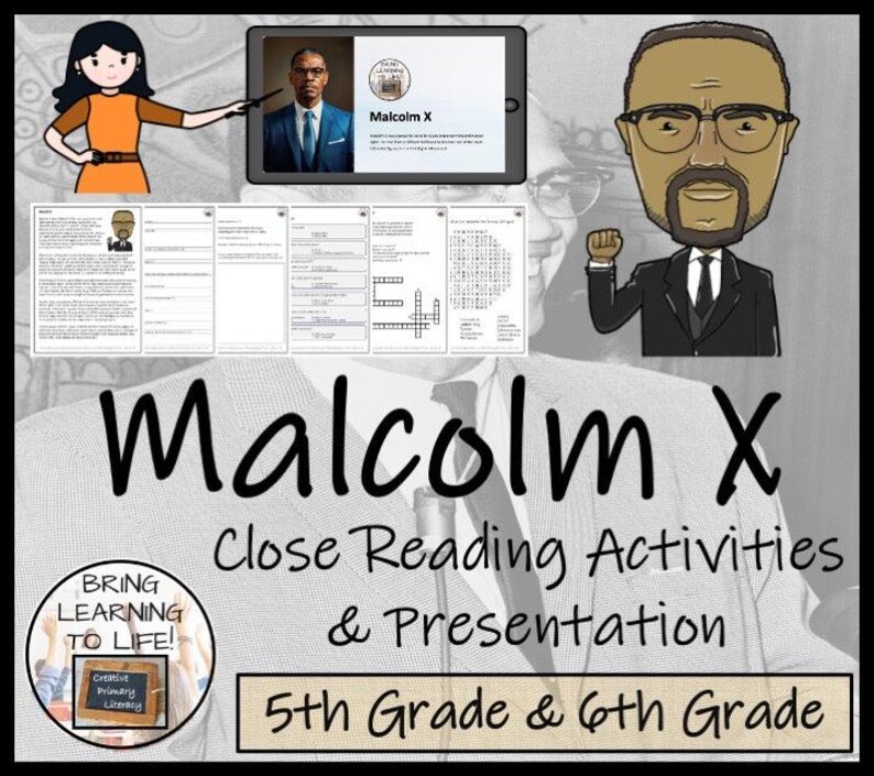 Malcolm X Close Reading Comprehension Activities 5th Grade & 6th Grade ...