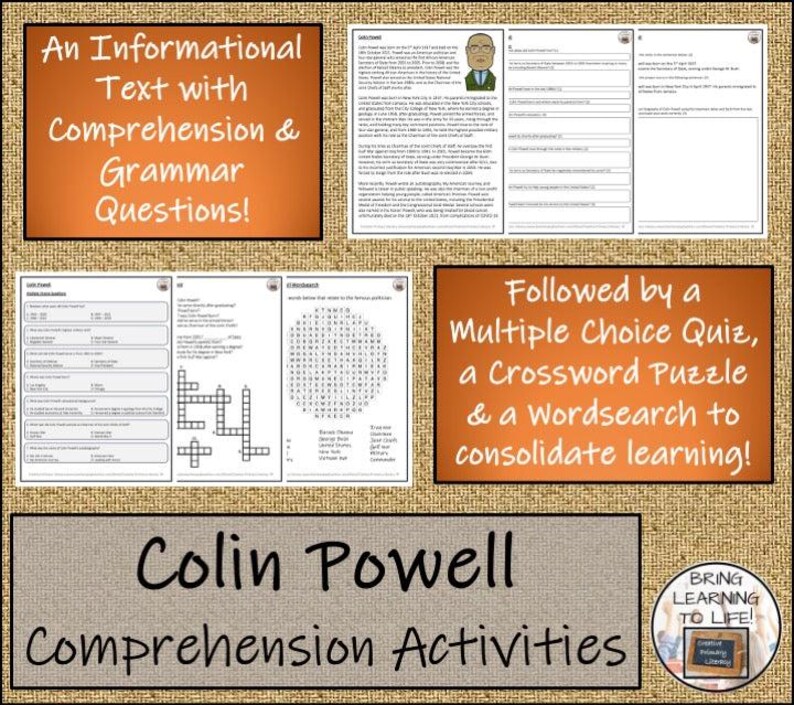 Colin Powell Close Reading Comprehension Activities | 5th Grade & 6th ...