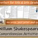 William Shakespeare Close Reading Comprehension Activities 5th Grade ...