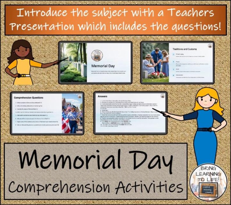 Memorial Day Close Reading Comprehension Activities | 5th & 6th Grade ...