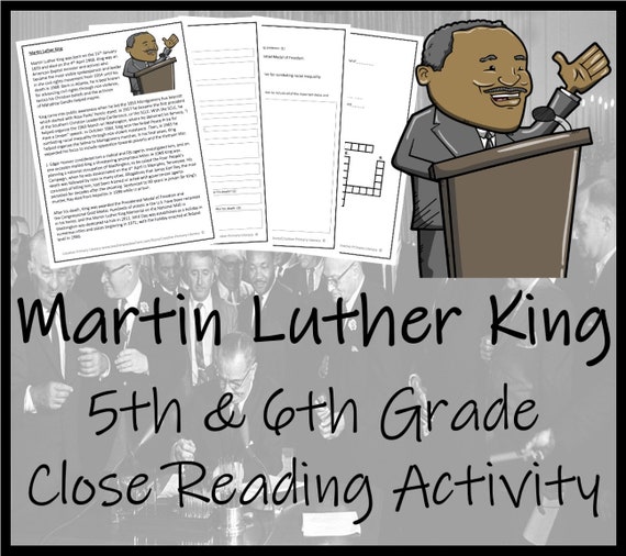 Martin Luther King Close Reading Comprehension Activity 5th - Etsy