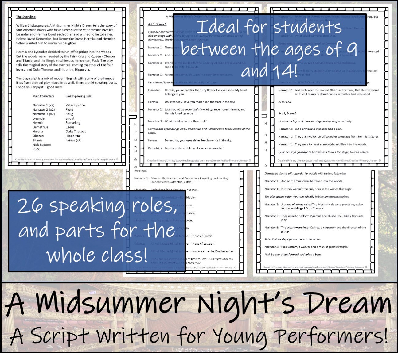 A Midsummer Night's Dream A Play Script for Young Performers - Etsy
