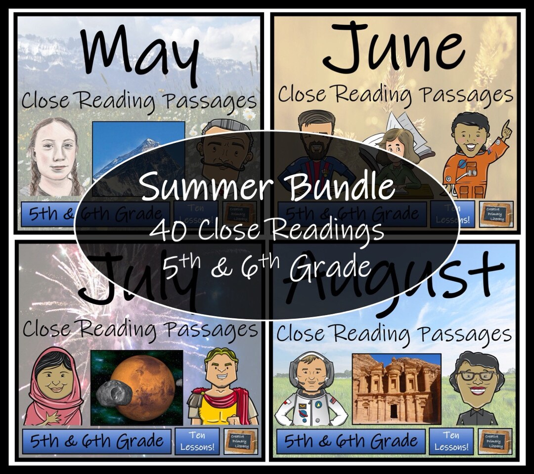 Summer Reading Comprehension Book Bundle | 5th Grade & 6th Grade - Etsy