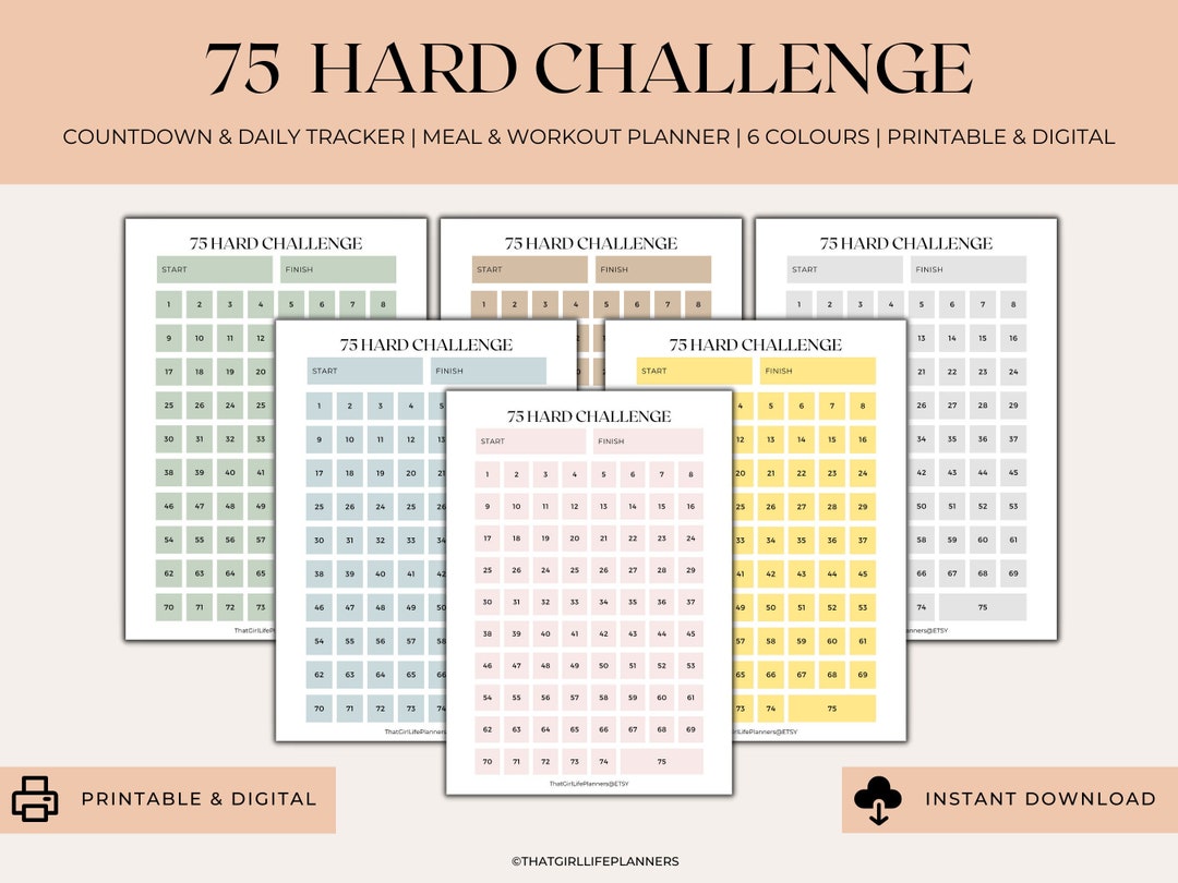 75 Hard Challenge 75 Hard Challenge Tracker Bundle Habit Tracker 75 ...